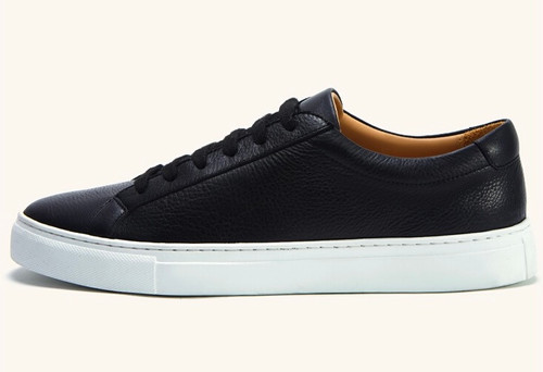 tumbled leather sidewall stitch lace up sneaker supplier | SUPERCOMFY SHOES
