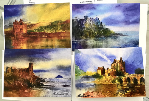 Set of 4 A6 Art Cards ‘Scottish Castles’ | Madhumati Manda Art