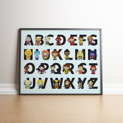 Superhero Alphabet Poster | Monkey Boy