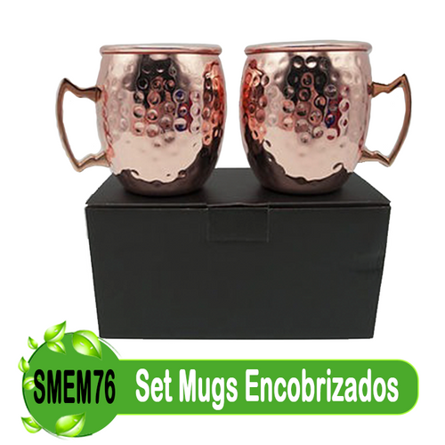 $ 19.990 + iva Set de 2 Mugs Encobrizados Martillados M76 Grabado Laser ...