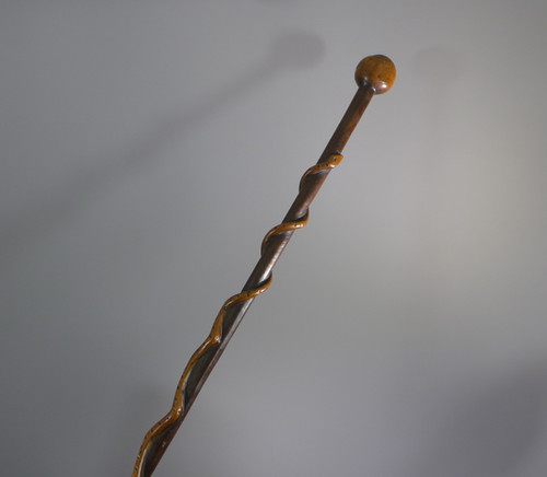 Fine African Zulu tribal Hardwood Snake Prestige Staff | Antiqueguys
