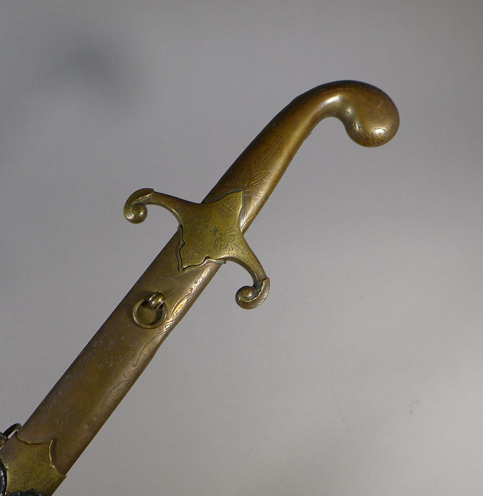 WW1 era Turkish Military Shamshir Sword in Leather Scabbard | Antiqueguys