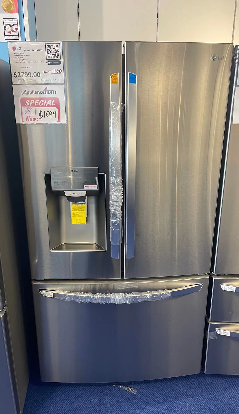 LG LFXS26973S 26 cu. ft. Smart wi-fi Enabled French Door Refrigerator ...