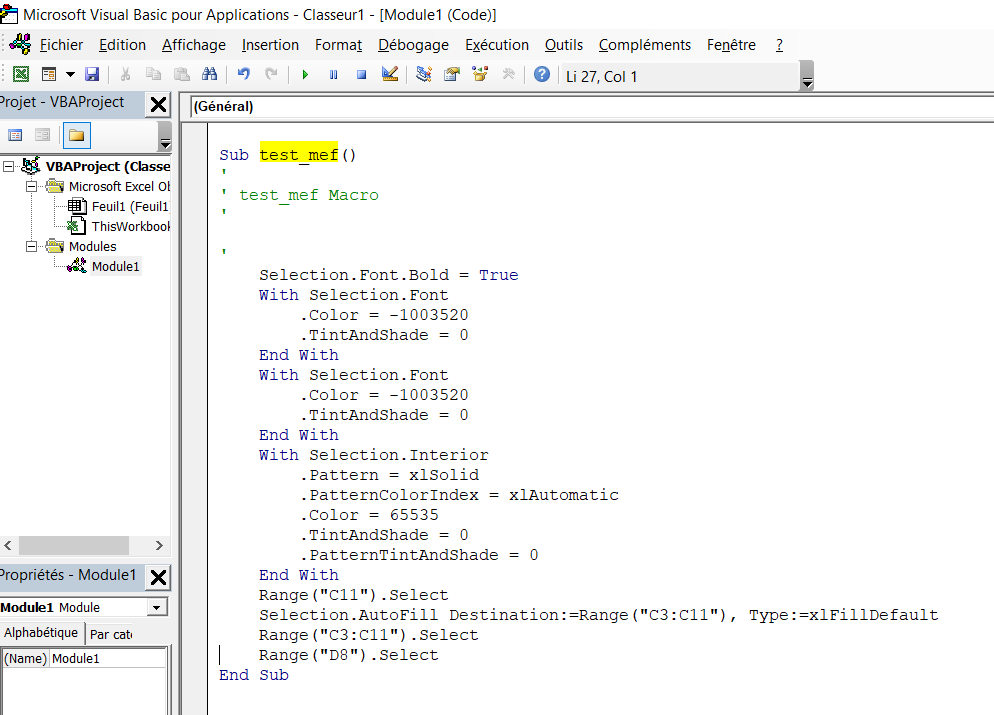Commentaire du code VBA - MYPE