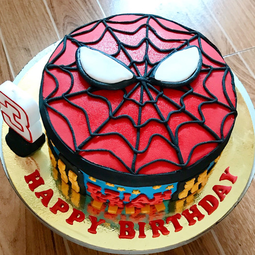 Spider Man Theme Cake w/ Moist Chocolate Cake & MCS Chocolate Frosting ...