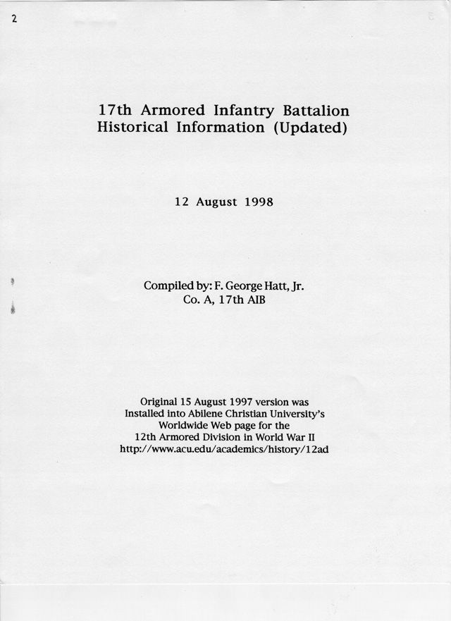 17th Armored Infantry Battalion Historical Information | 12th ...