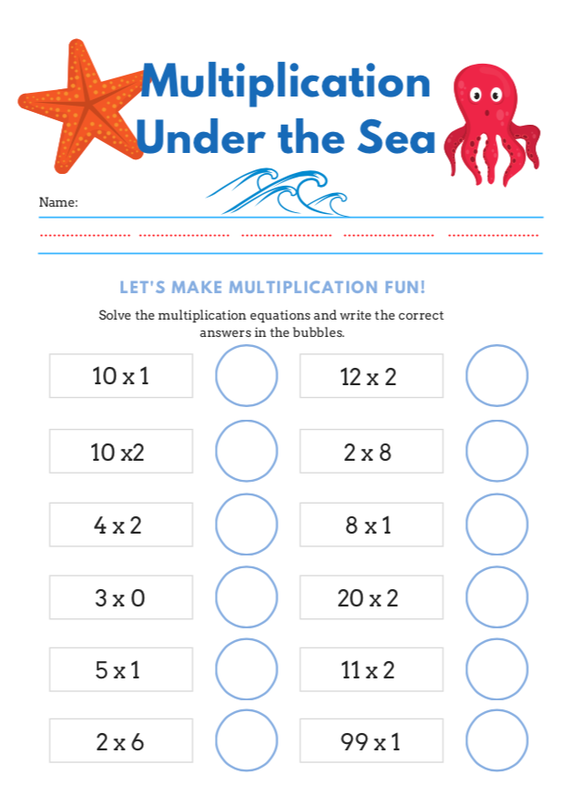 Multiplication Under the SeaFree Printable Math Word Problems| abakada.ph