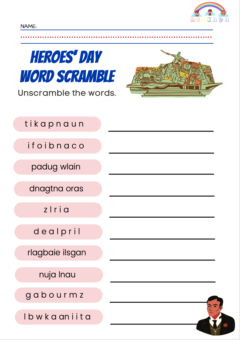 Philippine National Heroes Day Free Filipino Worksheets Abakda ph Philippine National Heroes Day Free Filipino Worksheets Abakda ph