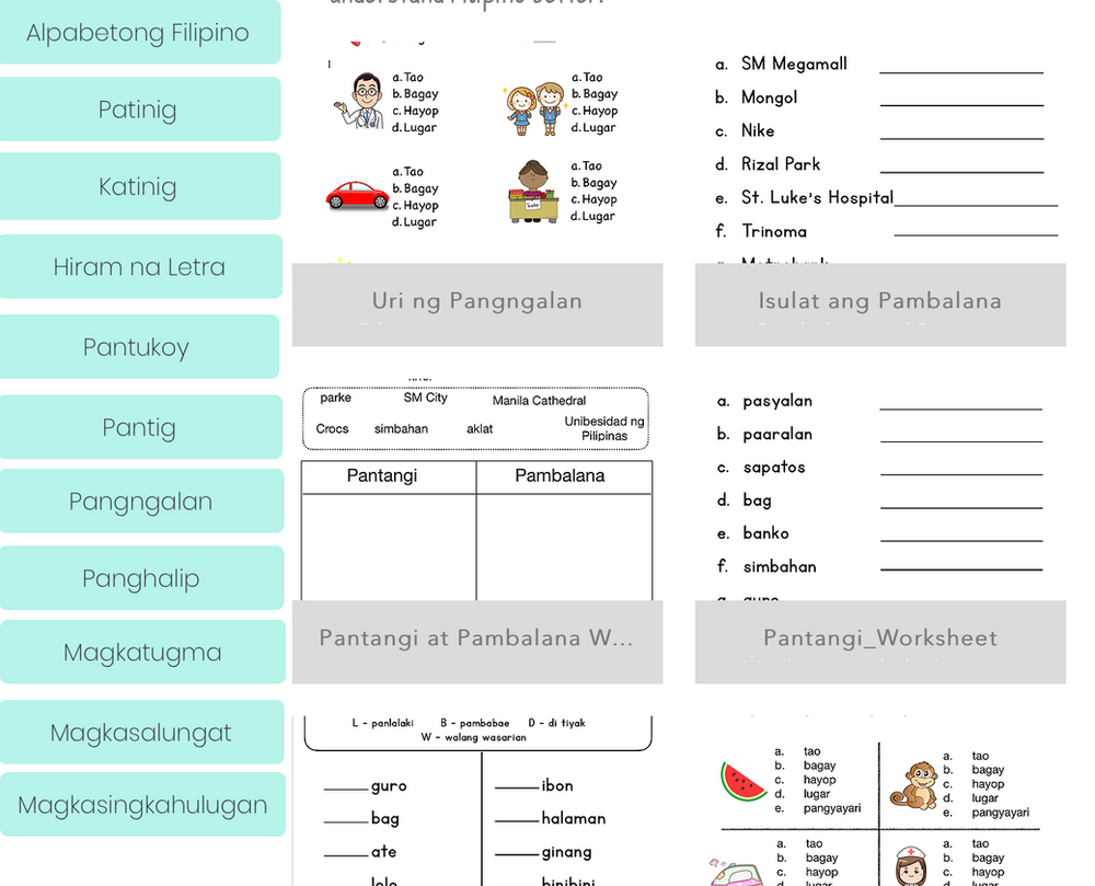Pangalan Worksheets