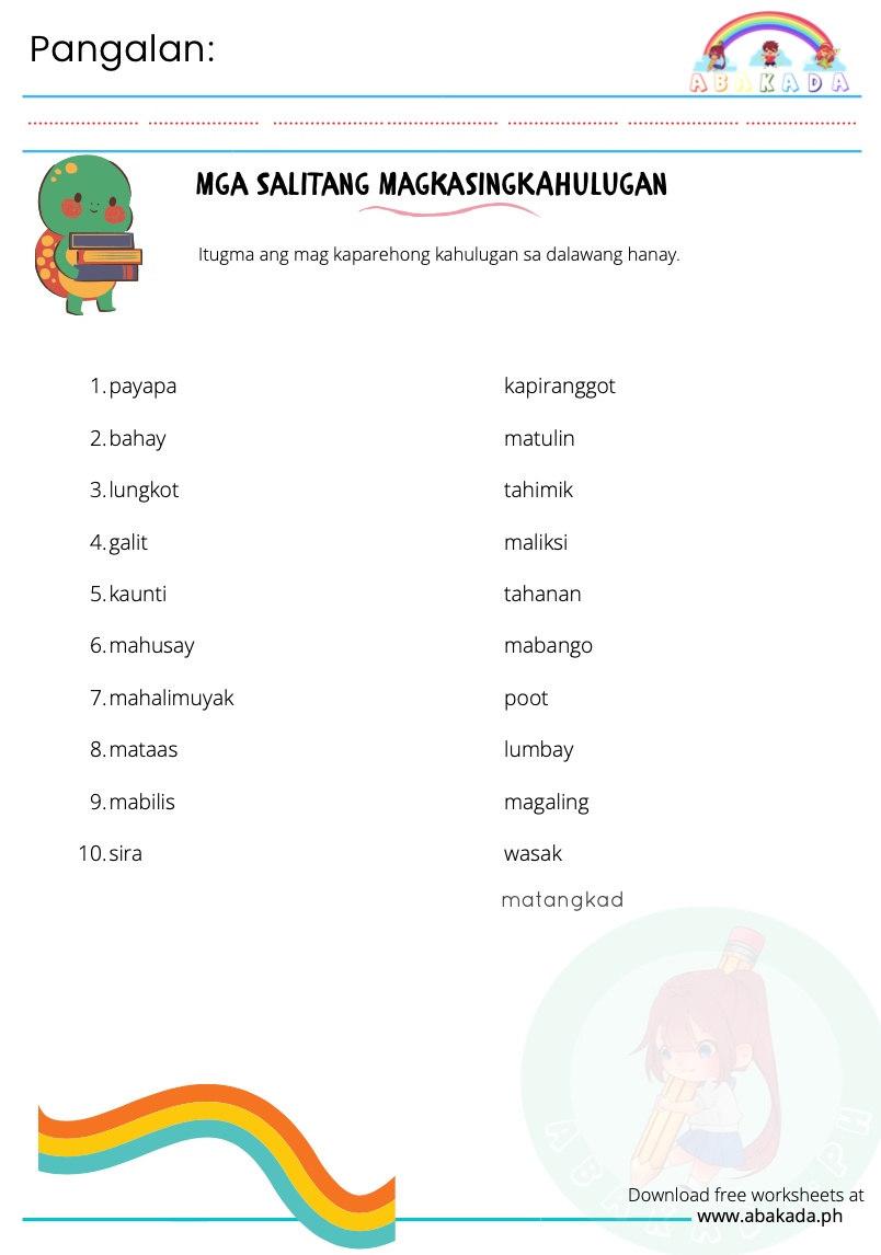 Magkasingkahulugan Worksheet 2