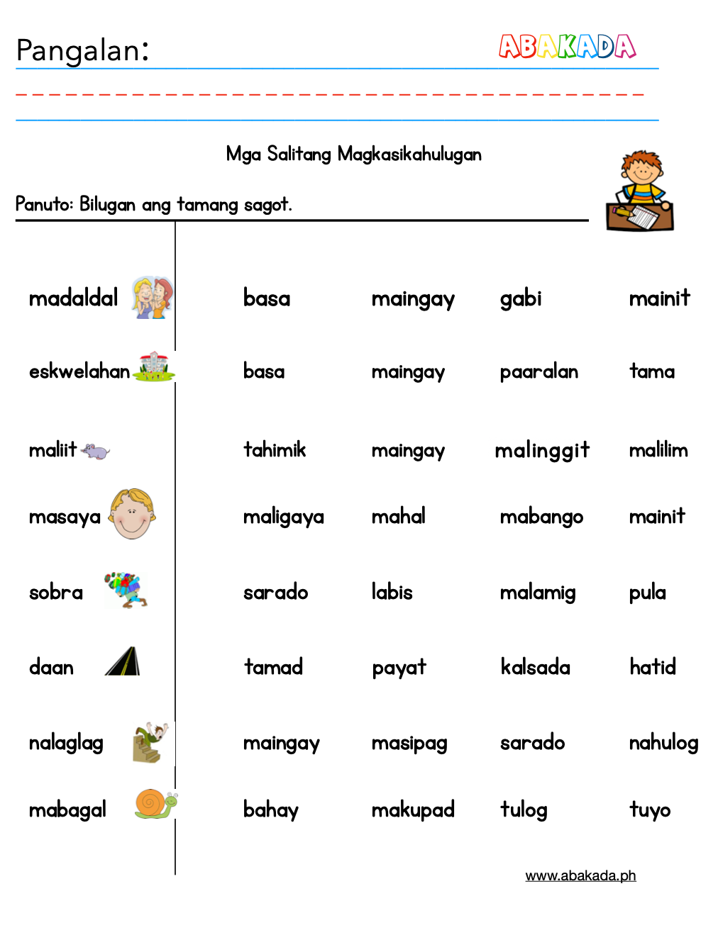 Magkasingkahulugan Worksheet 4