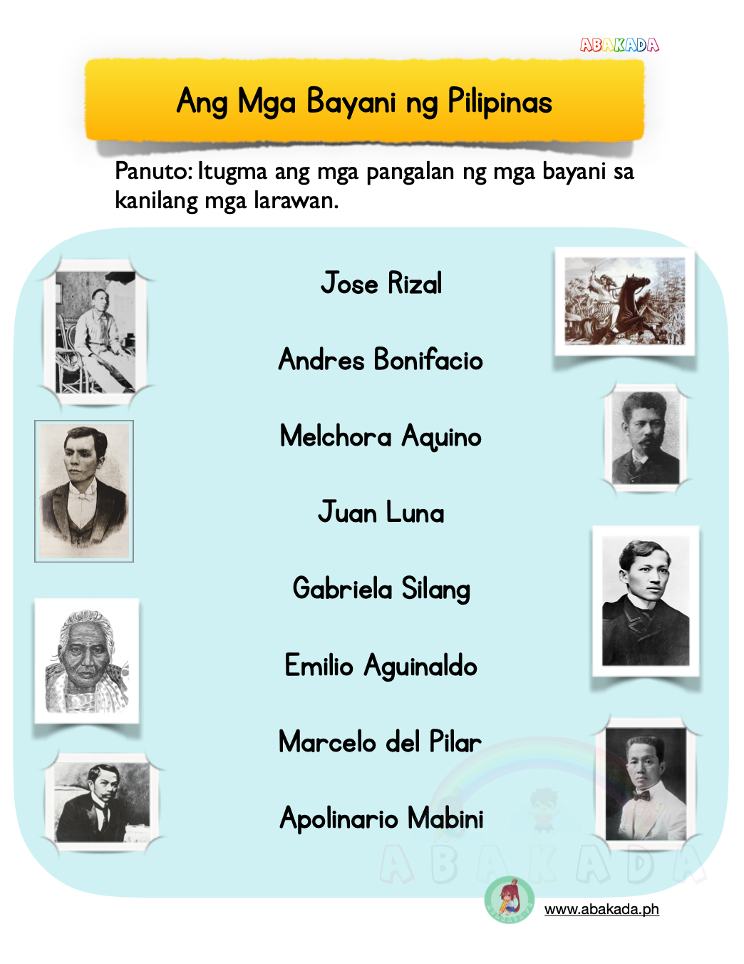 Mga Bayani Ng Pilipinas At Kanilang Larawan Mga Bayani Ng Pilipinas At
