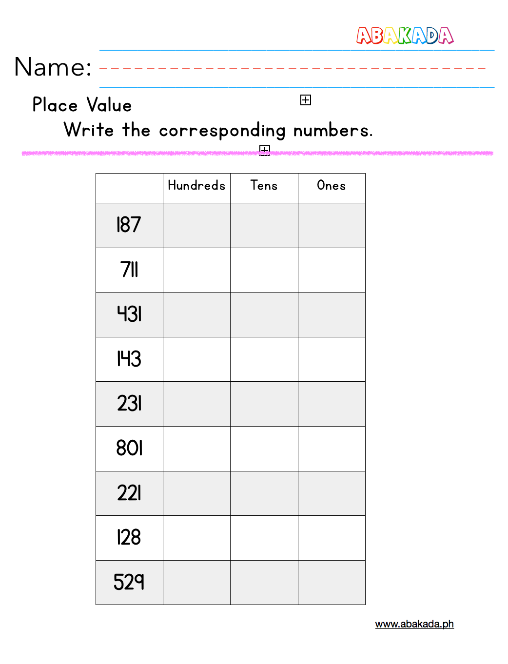 What Is The Place Value Of 300 - Free Printable Worksheet