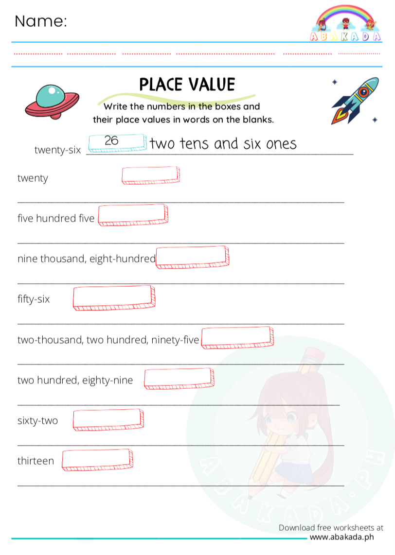 Write the Place Values in Words|Free PDF download | abakada.ph