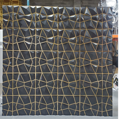 3D Diamond Desing Wall 8X8 (Black and Gold) | Rent4Parties