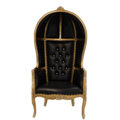 Throne Single Canopy Black with Gold Trim | Rent4Parties