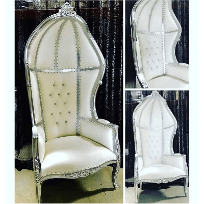 Throne Single Canopy White with Silver Trim | Rent4Parties