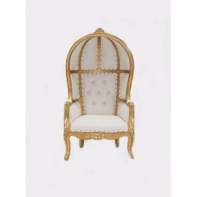 Throne Baby Canopy White with Gold Trim | Rent4Parties