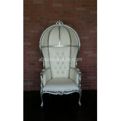 Throne Single Canopy Small White with Silver Trim | Rent4Parties