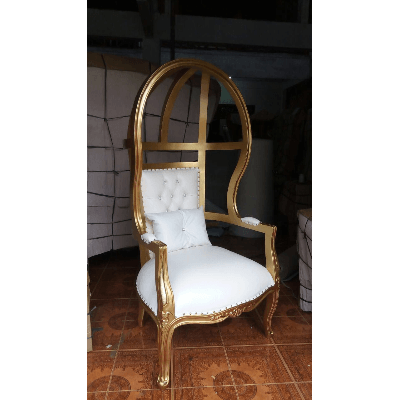 Throne Single Canopy Frame White with Gold Trim | Rent4Parties