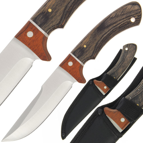 Fixed Blade Sheath Knife 10" Dual Wood Handle | Stringtown