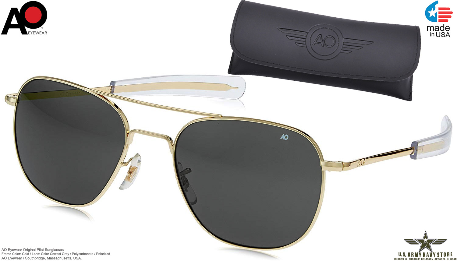 AO Eyewear Original Pilot Sunglasses (Polycarbon ate, Polarized)