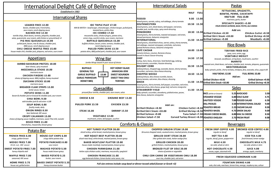 Food Menu | IDC Cafe