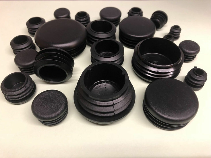 ROUND, RIBBED, HOLE BUNGS/PLASTIC INSERT, BLACK, VARIOUS SIZES ...