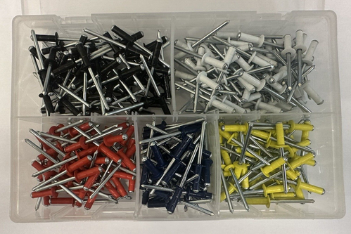 250No, Coloured, 4.8 x 15mm, Alu/Steel, Dome, Multigrip, Pop Rivet ...