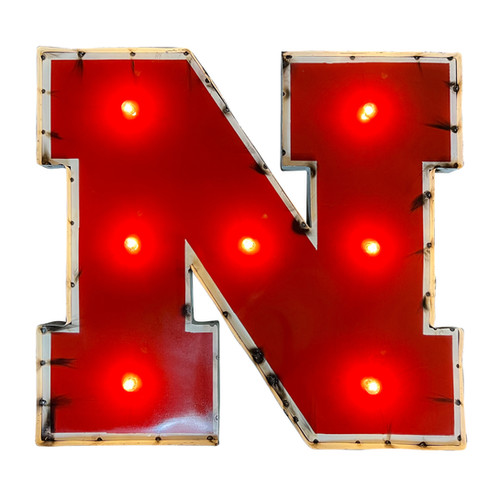 University of Nebraska Logo Lighted Recycled Metal Sign | Fan Life