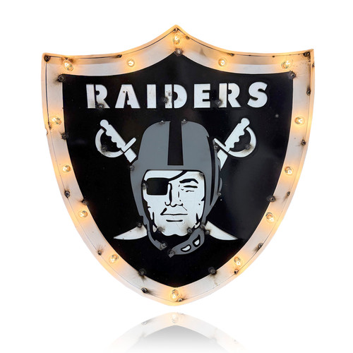 Las Vegas Raiders Logo Lighted Recycled Metal Sign | HB Home