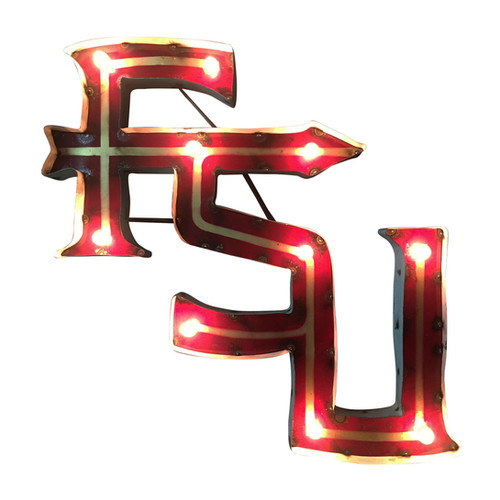FSU Logo Lighted Recycled Metal Sign | Fan Life