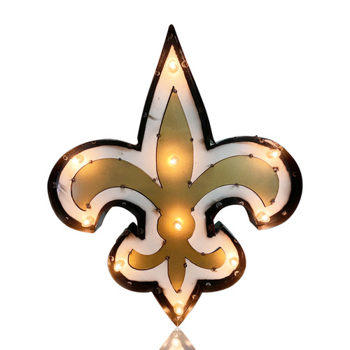New Orleans Saints Logo Lighted Recycled Metal Sign | HB Home