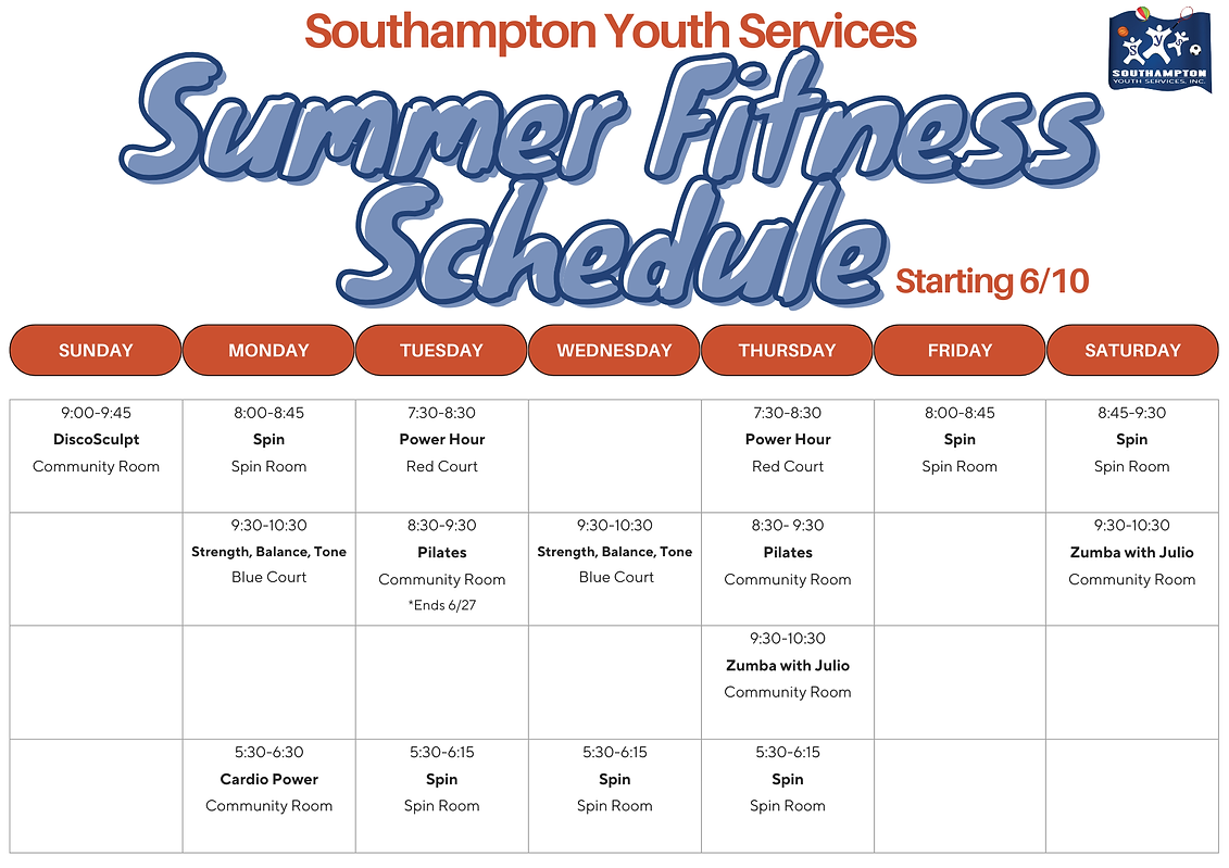 Fitness Schedule | Southampton Youth Se