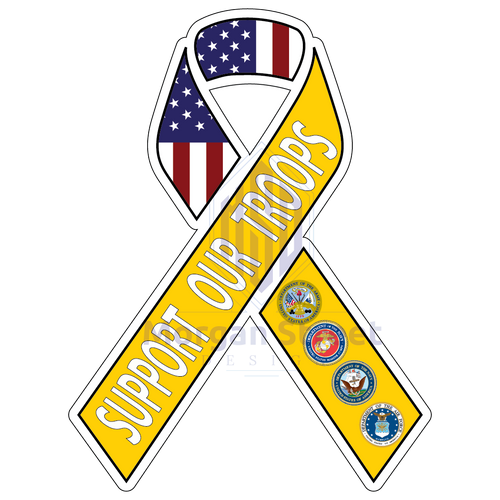 Support Our Troops Ribbon Decal | morganstreetdesign