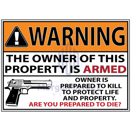 The Owner of This Property is Armed WARNING Decal | morganstreetdesign