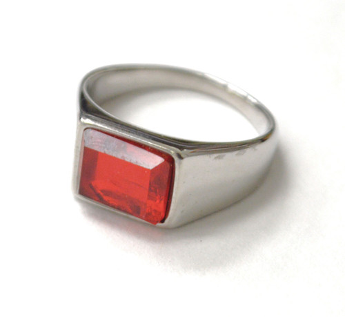 Red Stone Stainless Steel Ring 81-1578S-Red | VIVAIMPORTUSA.COM