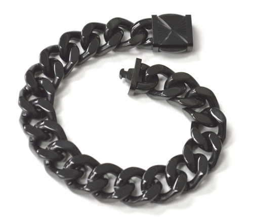 14mm Cuban Black Plated with Fancy Lock 84-1867B-14-2 | VIVAIMPORTUSA.COM