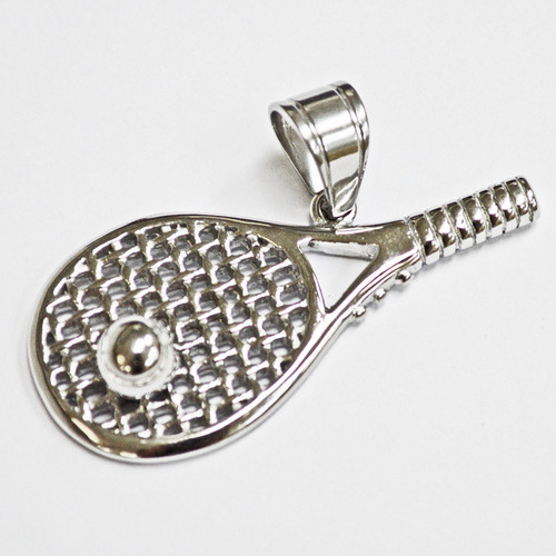 Tennis Racket Stainless Steel Pendant 86-2039S | VIVAIMPORTUSA.COM
