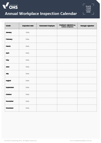 Basic Inspection Calendar | Everything OHS