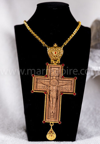Wooden Cross with Gold Base Necklace | MAR Empire
