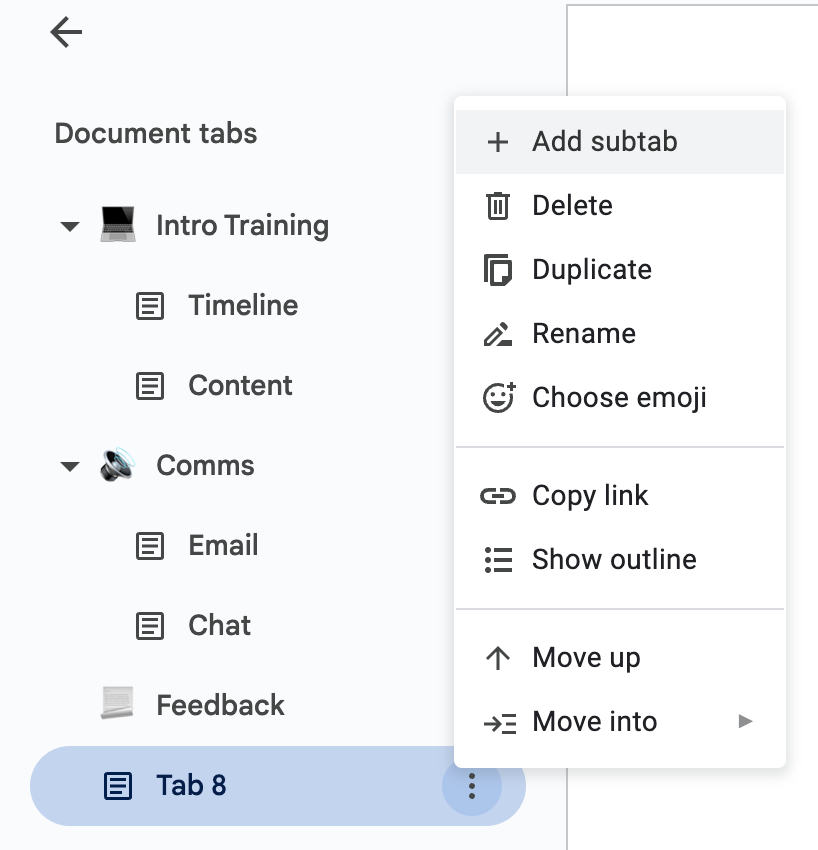 How to use Document Tabs in Google Docs