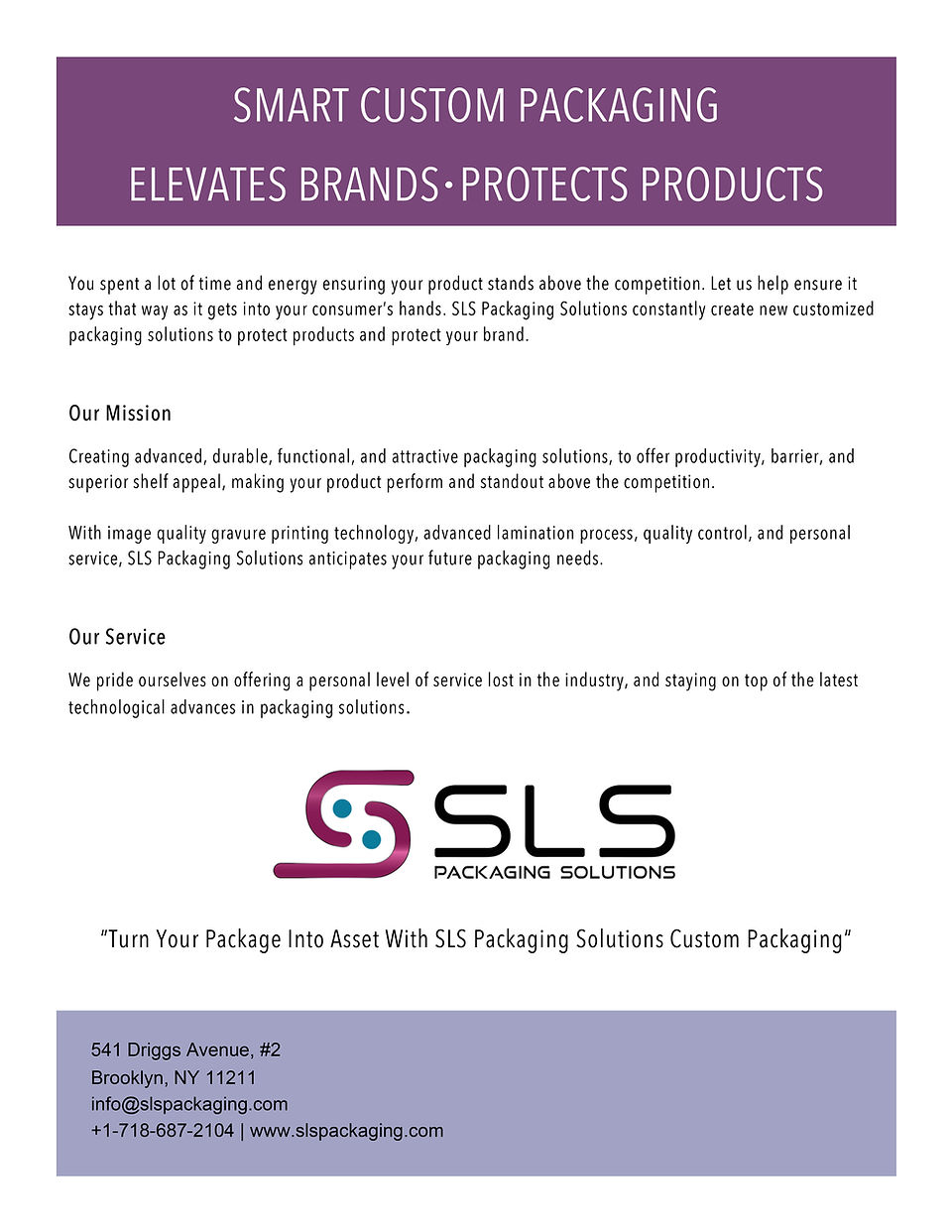 Brochure | SLS Packaging Solutions NYC