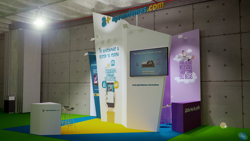 Diseño de stands y decoración de stand para Aprendemás en Aula 2015