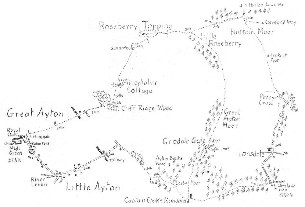 Great Ayton to Cook's Monument, Percy Rigg & Roseberry Topping