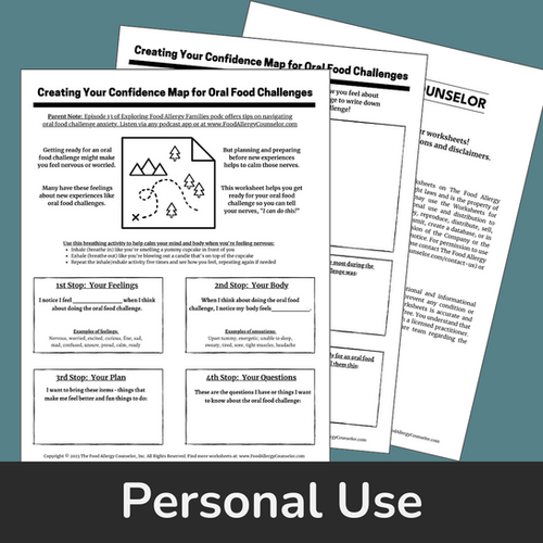 Creating Your Confidence Map for Oral Food Challenges worksheet ...
