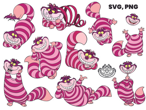 Cheshire Cat SVG Cut Files | Alice in Wonderland SVG PNG Files | YogiSVG