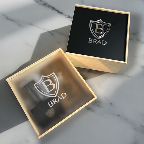 Personalized Wood Box Gift Set with Acrylic Cover