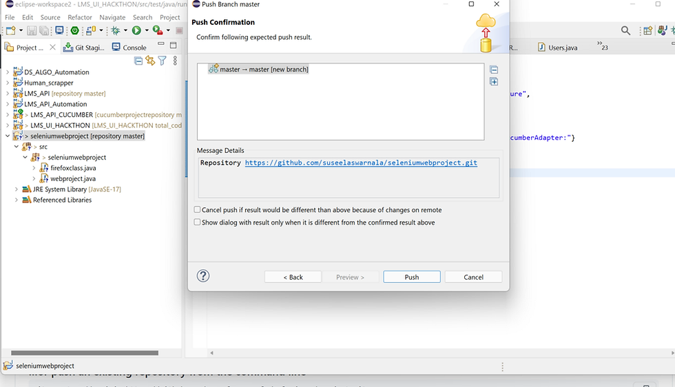 How To Push Eclipse Projects To Github