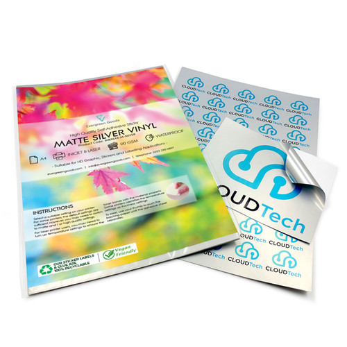 A4 Matte Silver Sticker Vinyl | Waterproof, Inkjet & Laser